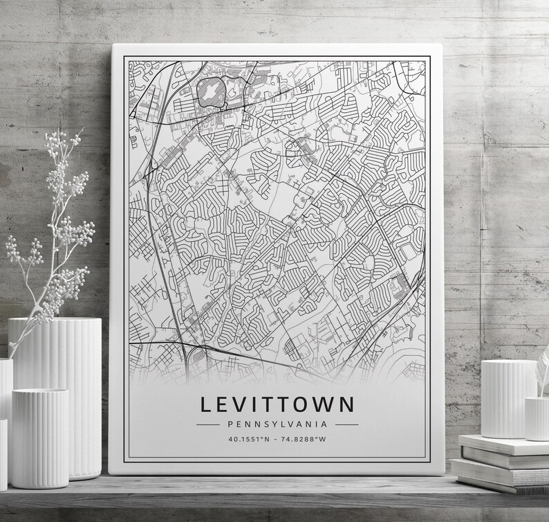 Levittown PA Street Map Print | Acrylic Glass Levittown Map Print ...