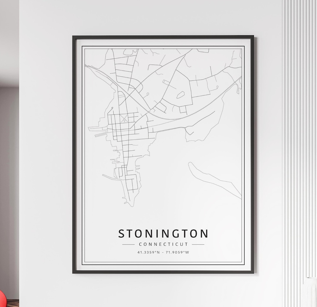 Stonington Connecticut Street Map Print | Acrylic Stonington Map Print ...