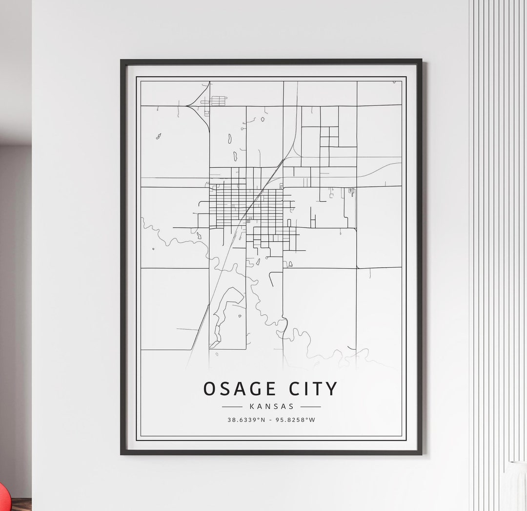 Osage City Kansas Street Map Print | Acrylic Osage City Map Print ...