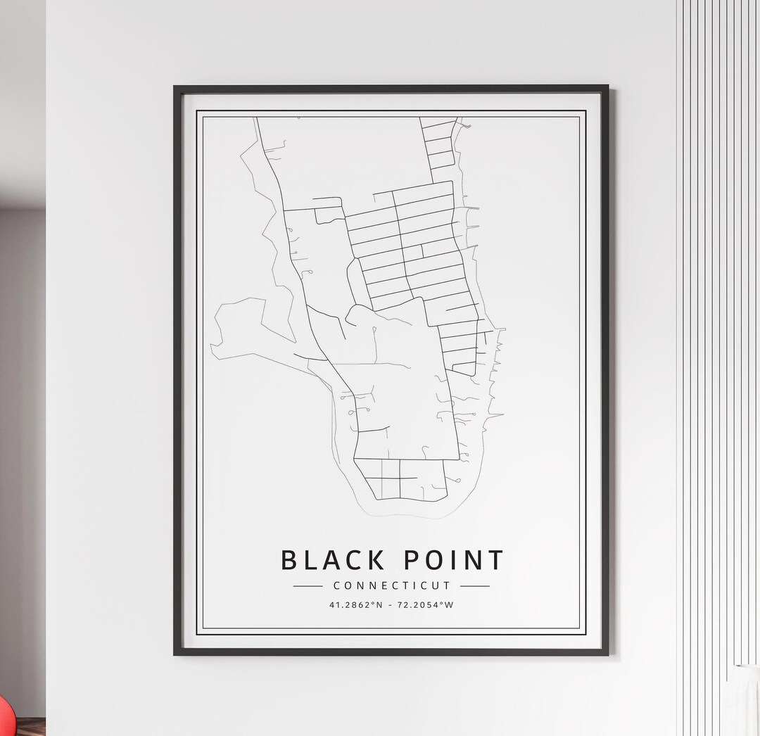 Black Point CT Street Map Print | Acrylic Black Point Map Print ...