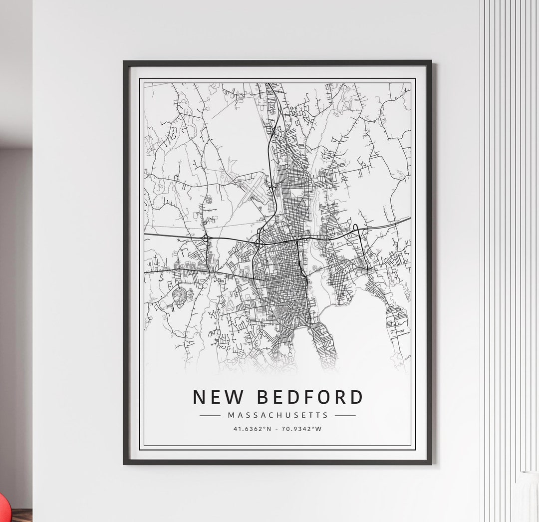 New Bedford MA Street Map Print | Acrylic Glass New Bedford City Map ...