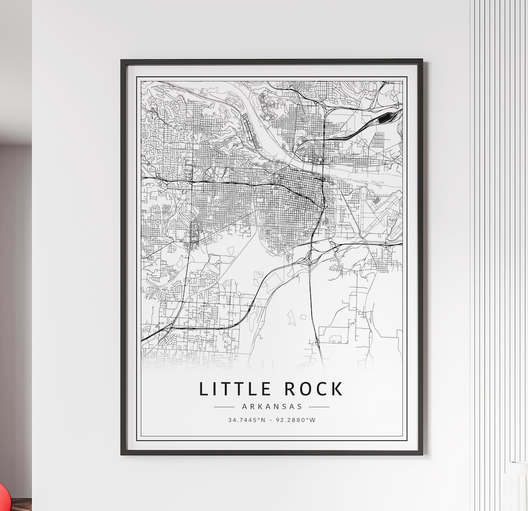 Little Rock AR Street Map Print | Acrylic Little Rock City Map Print ...