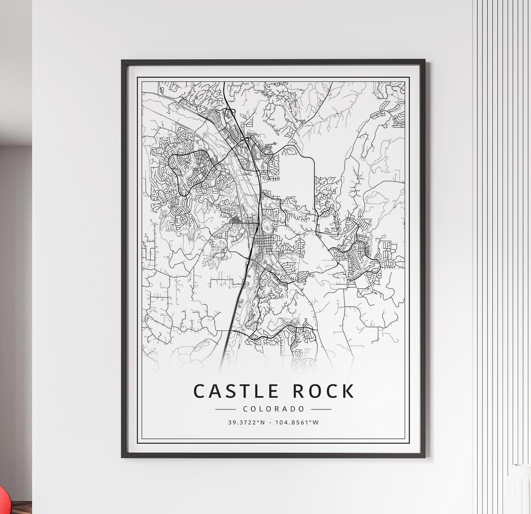 Castle Rock Colorado Street Map Print | Acrylic Glass Castle Rock City ...