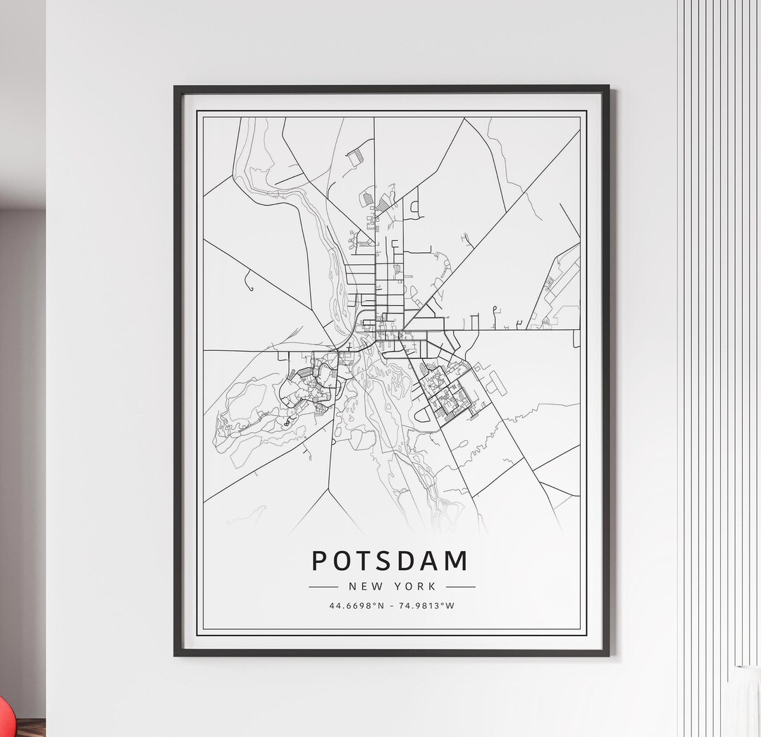 Potsdam NY Street Map Print | Acrylic Glass Potsdam City Map Print ...
