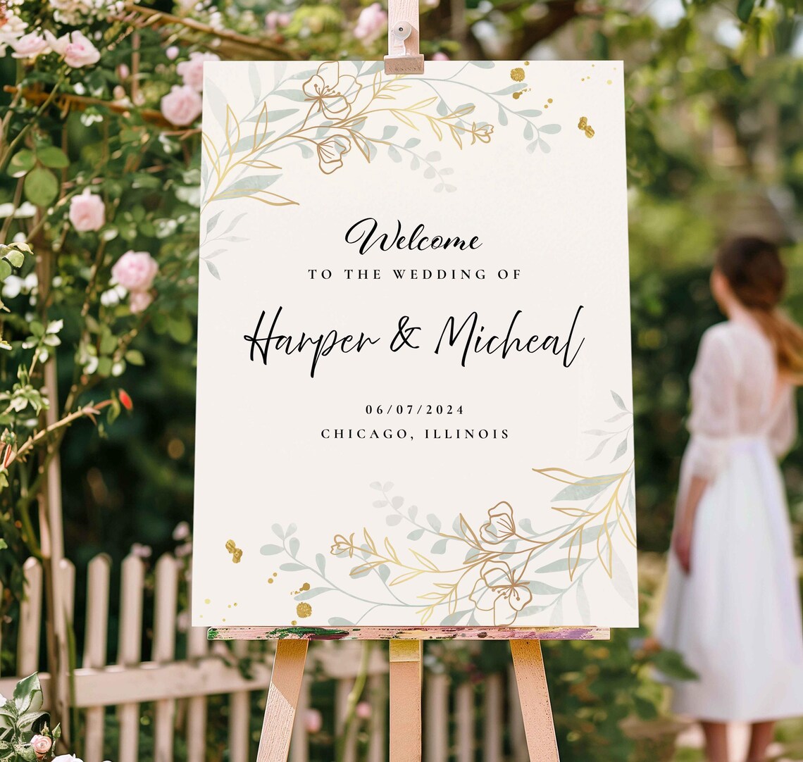 Acrylic Wedding Welcome Sign | Floral Entrance Wedding Sign | Custom ...