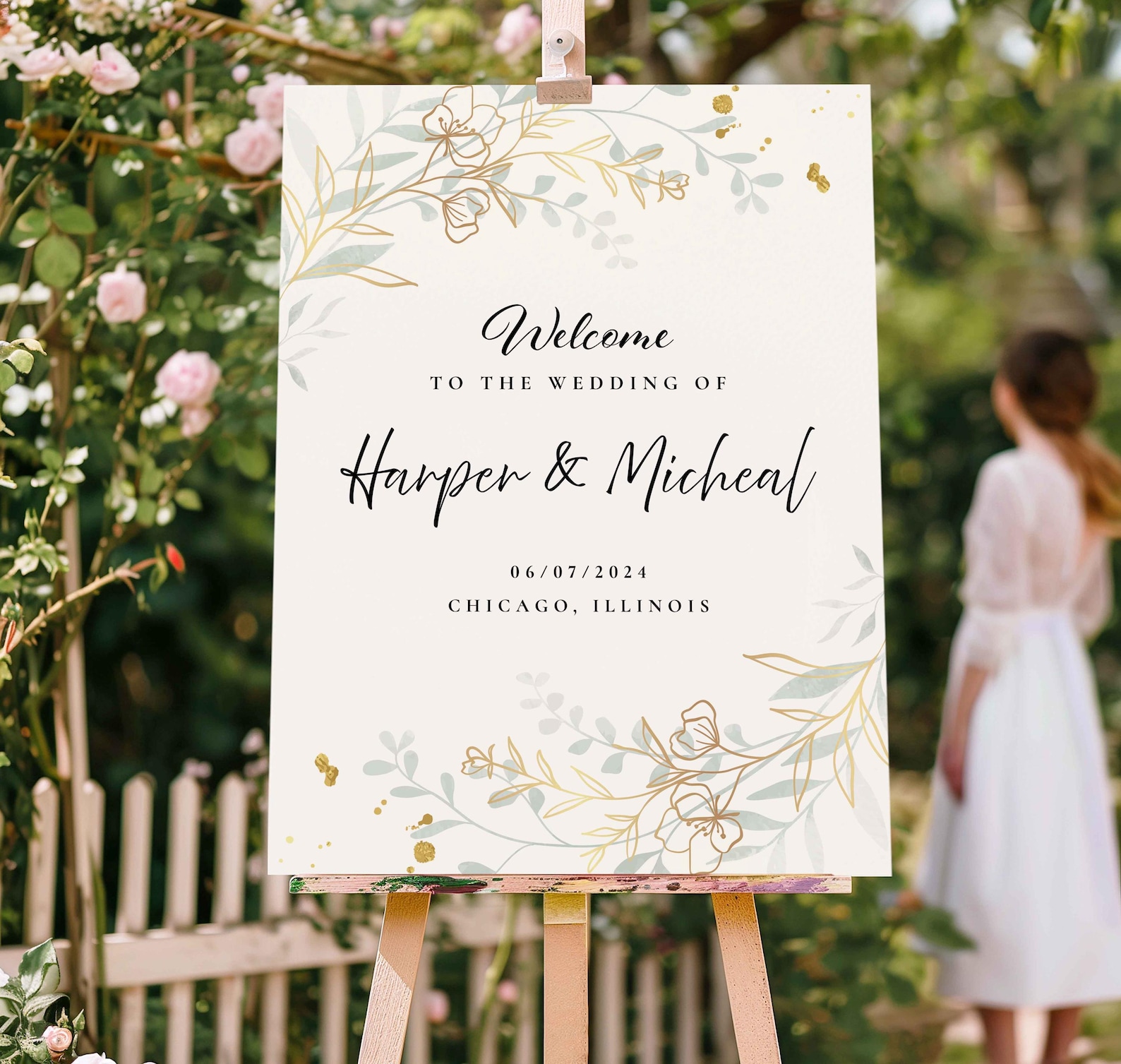 Acrylic Wedding Welcome Sign Floral Entrance Wedding Sign Custom ...