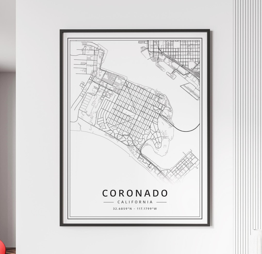 Coronado Islands CA Street Map Print | Acrylic Glass Coronado Islands ...