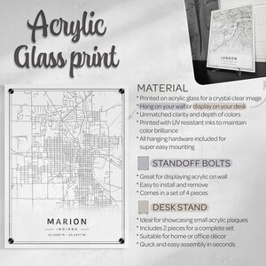 Marion IN Street Map Print | Acrylic Marion City Map Print | Canvas ...