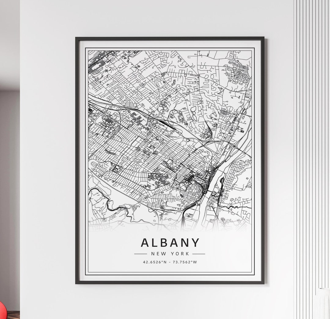 Albany NY Street Map Print | Acrylic Glass Albany City Map Print ...