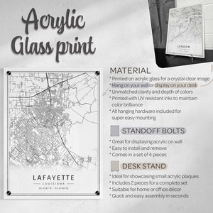 Lafayette LA Street Map Print | Acrylic Lafayette City Map Print ...