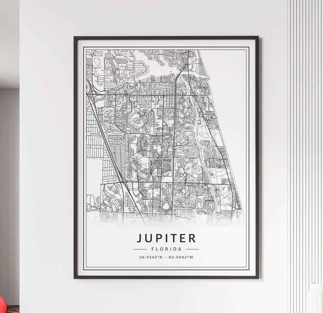 Jupiter Florida Street Map Print | Acrylic Glass Jupiter City Map Print ...