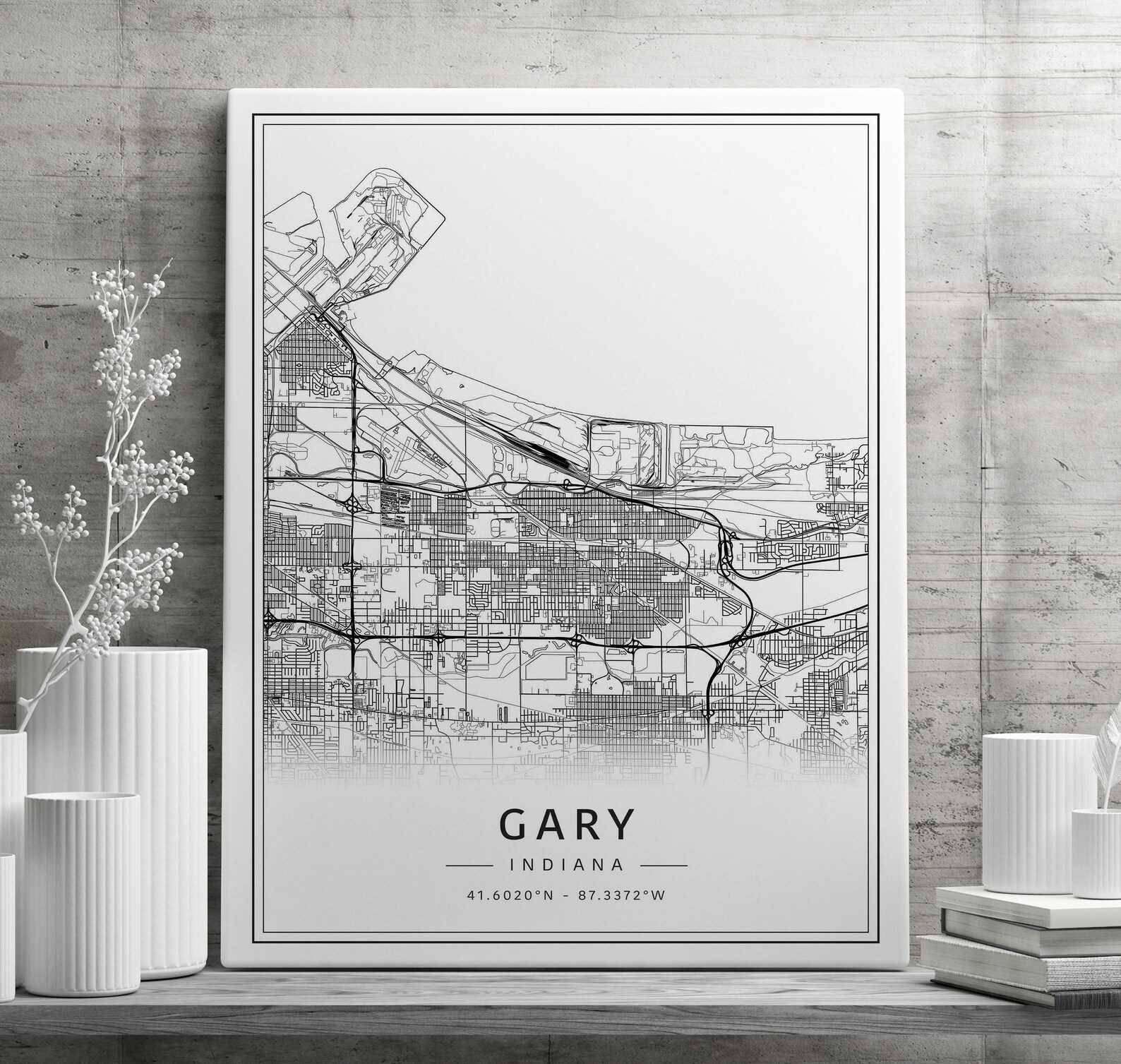 Gary Indiana Street Map Print | Acrylic Gary City Map Print | Canvas ...
