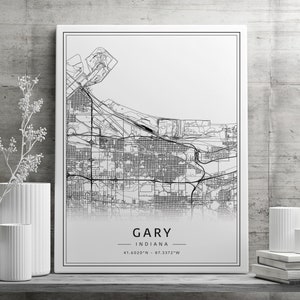 Gary Indiana Street Map Print | Acrylic Gary City Map Print | Canvas ...