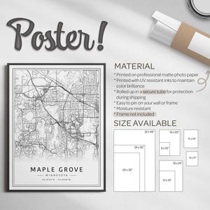 Maple Grove MN Street Map Print | Acrylic Glass Maple Grove City Map ...