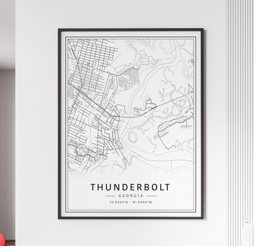 Thunderbolt GA Street Map Print | Acrylic Thunderbolt Map Print ...