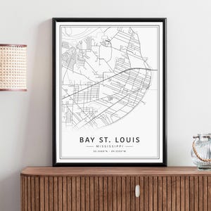 Bay St Louis MS Street Map Print | Acrylic Glass Bay St Louis City Map ...