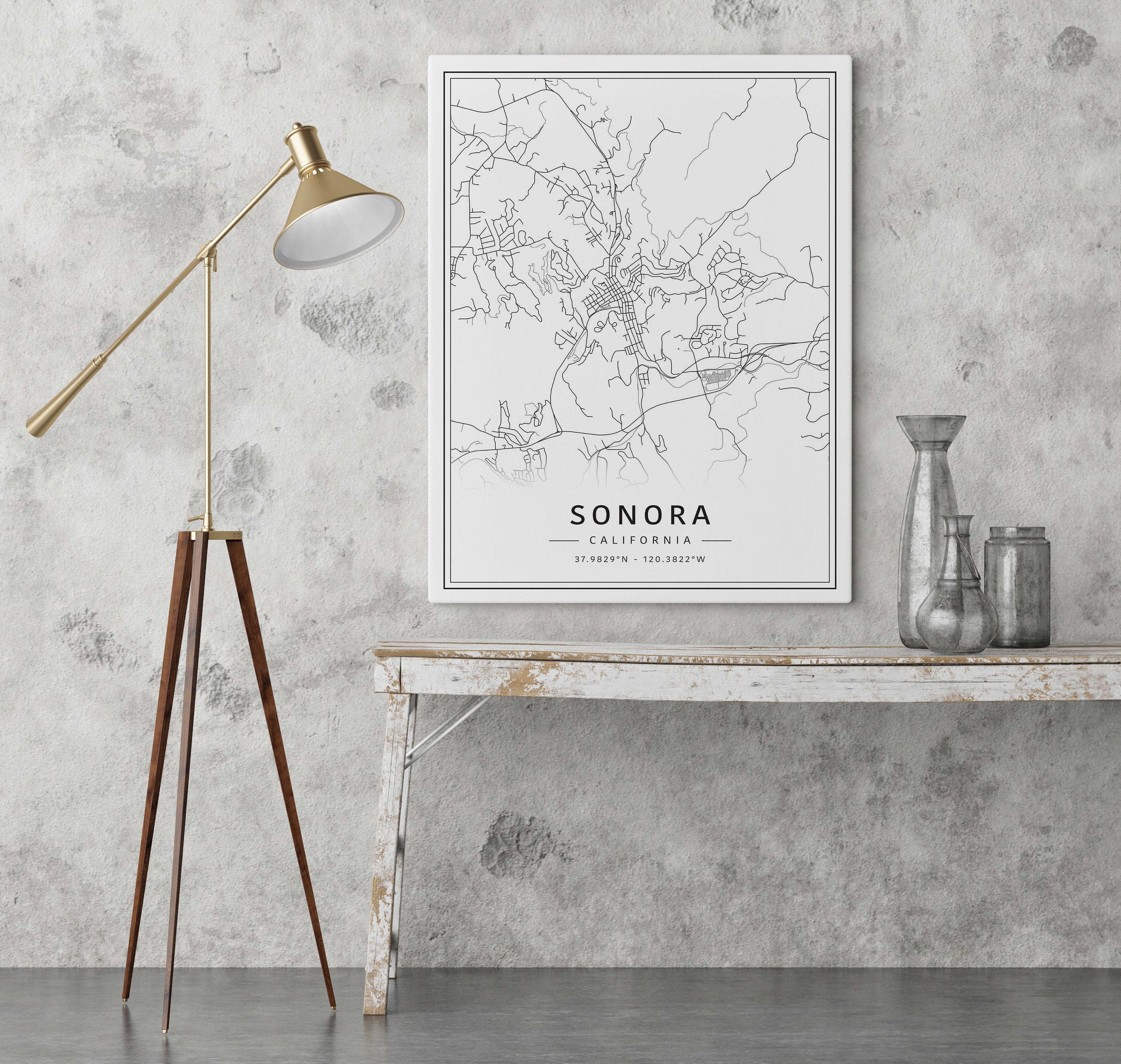 Sonora California Street Map Print Acrylic Glass Sonora City Map Print ...