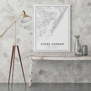 Stone Harbor NJ Street Map Print | Acrylic Glass Stone Harbor Map Print ...