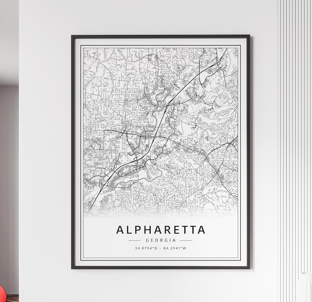 Alpharetta Georgia Street Map Print | Acrylic Glass Alpharetta City Map ...