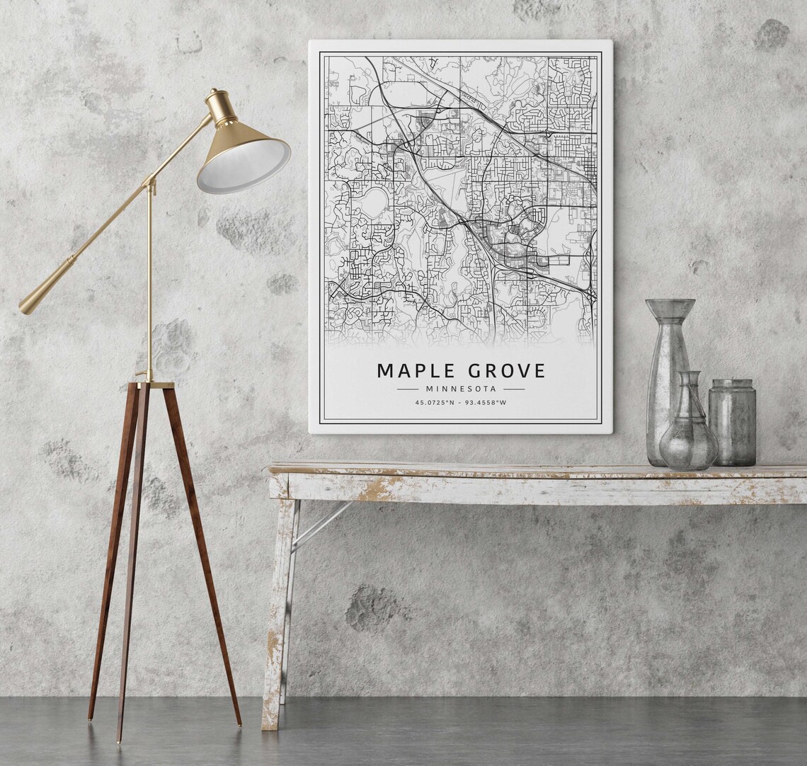 Maple Grove MN Street Map Print | Acrylic Glass Maple Grove City Map ...