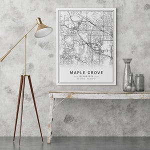Maple Grove MN Street Map Print | Acrylic Glass Maple Grove City Map ...