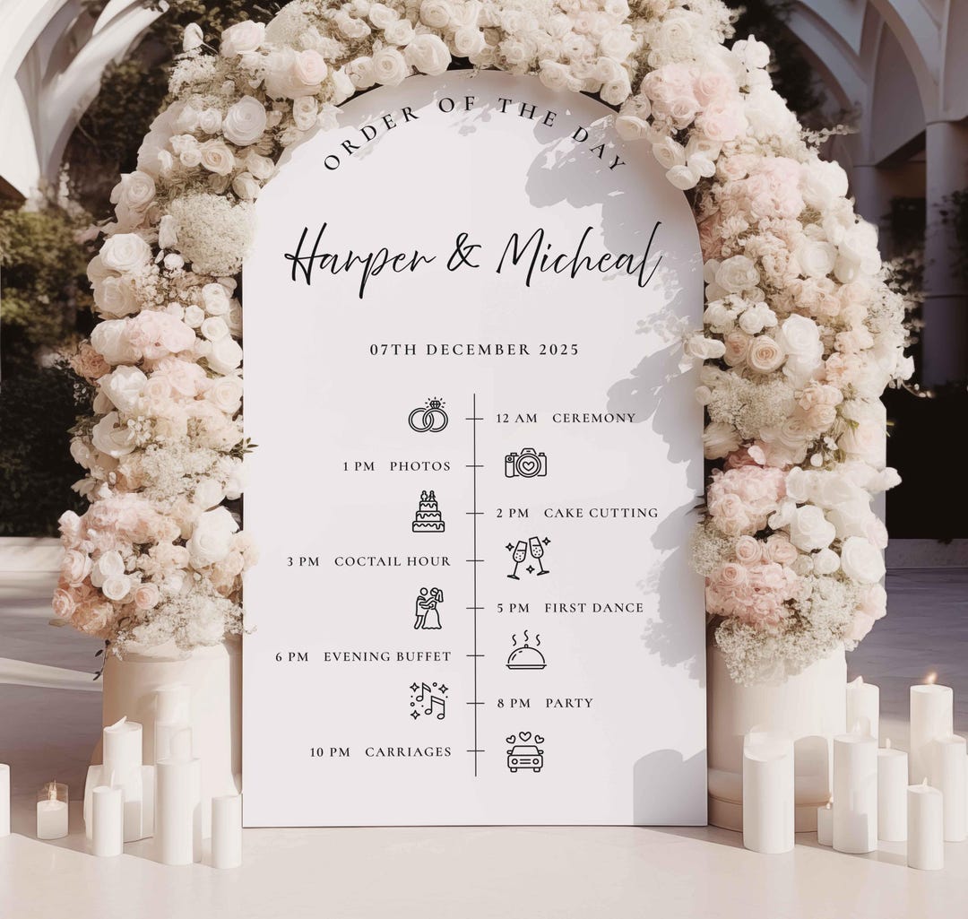 Order of the Day Wedding Sign Order of Events Sign Custom Wedding ...