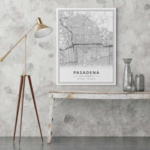 Pasadena California Street Map Print | Acrylic Glass Pasadena Map Print ...