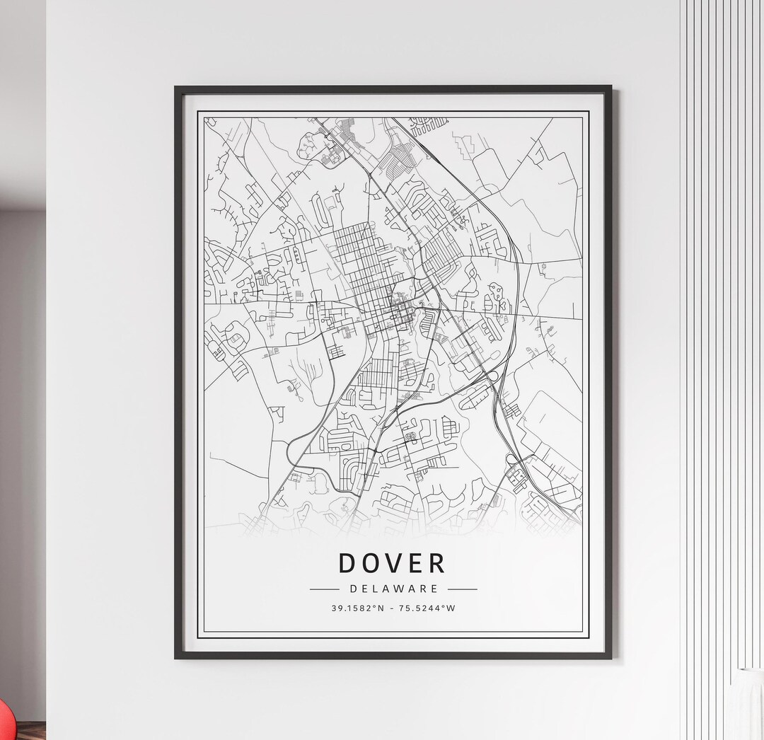 Dover DE Street Map Print | Acrylic Dover City Map Print | Canvas Dover ...