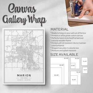 Marion IN Street Map Print | Acrylic Marion City Map Print | Canvas ...