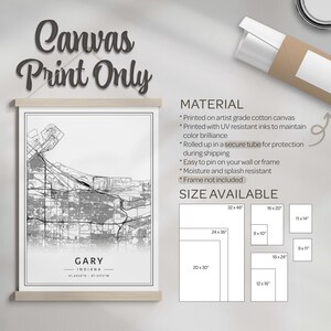 Gary Indiana Street Map Print | Acrylic Gary City Map Print | Canvas ...
