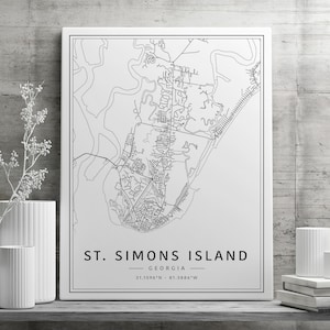 St. Simons Island GA Street Map Print | Acrylic St. Simons Island Map ...