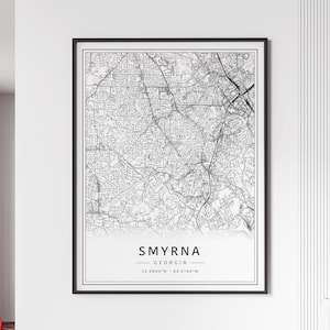 Smyrna Georgia City GA Street Map Print | Acrylic Smyrna City Map Print | Canvas Smyrna City ...
