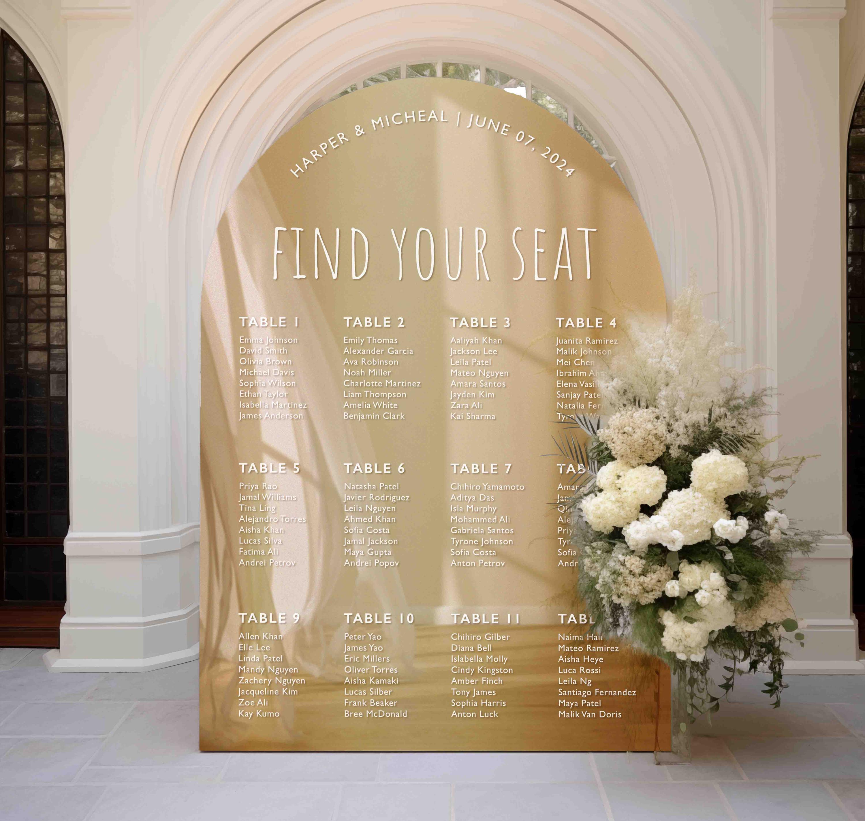 Gold Acrylic Wedding Sign | Gold Table Seating Chart | Gold Custom ...