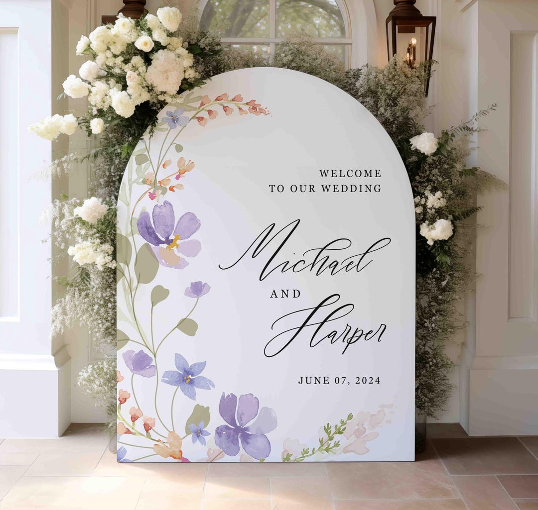 Acrylic Wedding Welcome Sign | Floral Entrance Wedding Sign | Custom ...