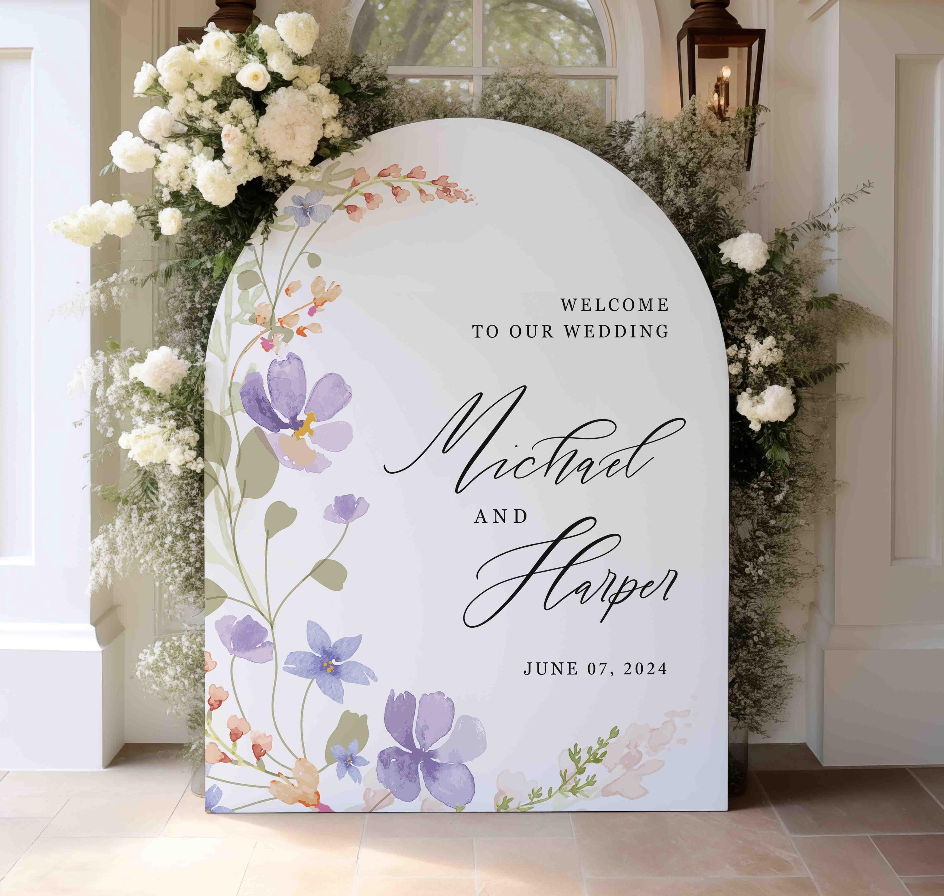 Acrylic Wedding Welcome Sign Floral Entrance Wedding Sign Custom ...