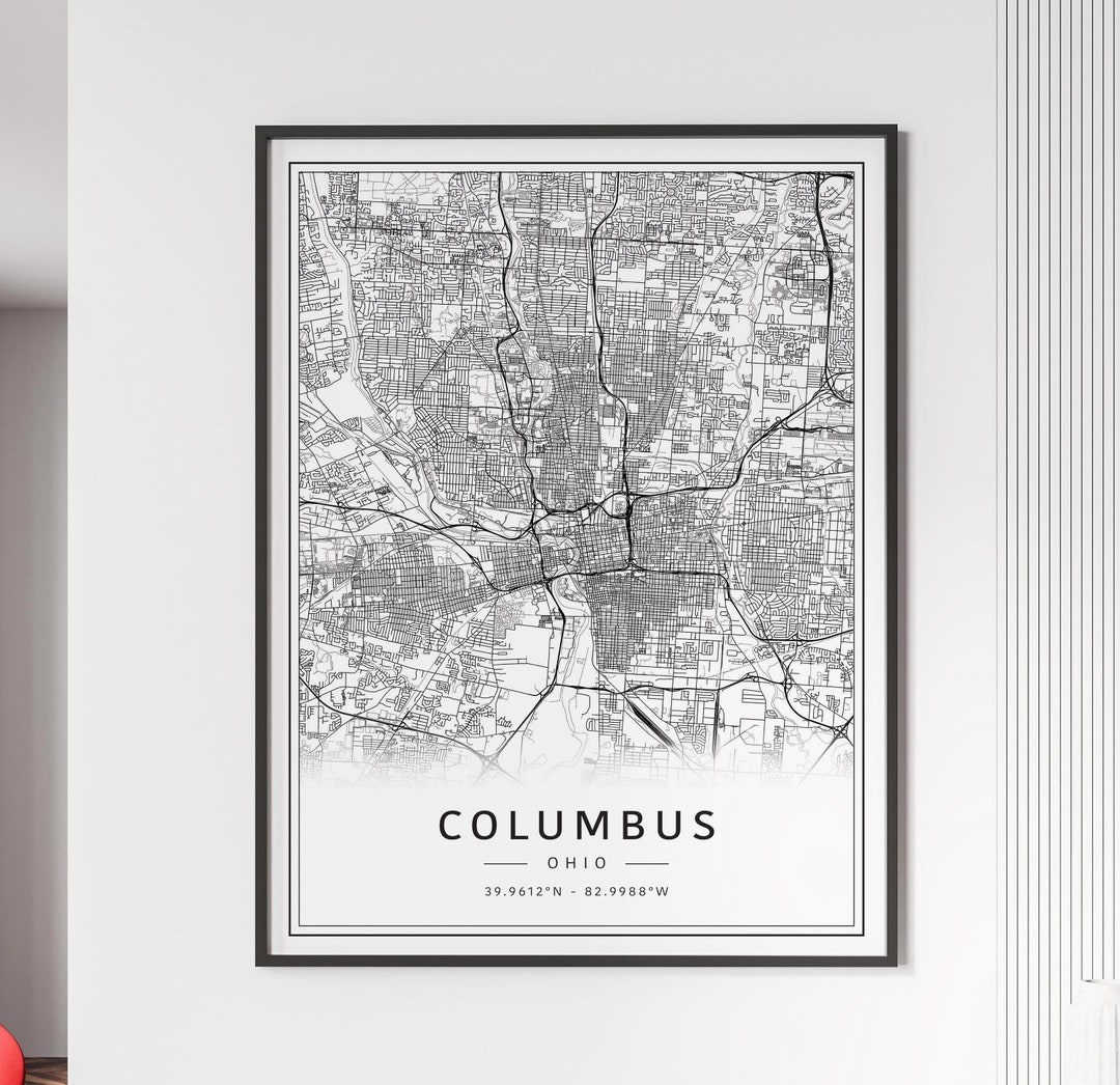 Columbus Ohio Street Map Print | Acrylic Glass Columbus City Map Print ...
