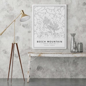 Beech Mountain NC Street Map Print | Acrylic Glass Beech Mountain City ...
