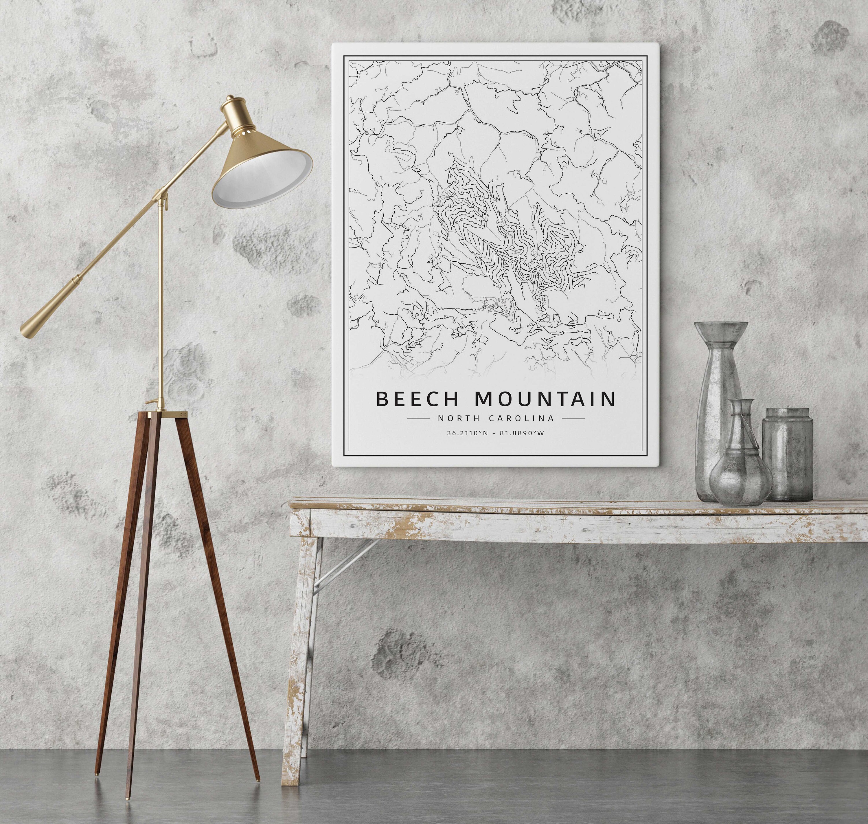 Beech Mountain NC Street Map Print Acrylic Glass Beech Mountain City ...