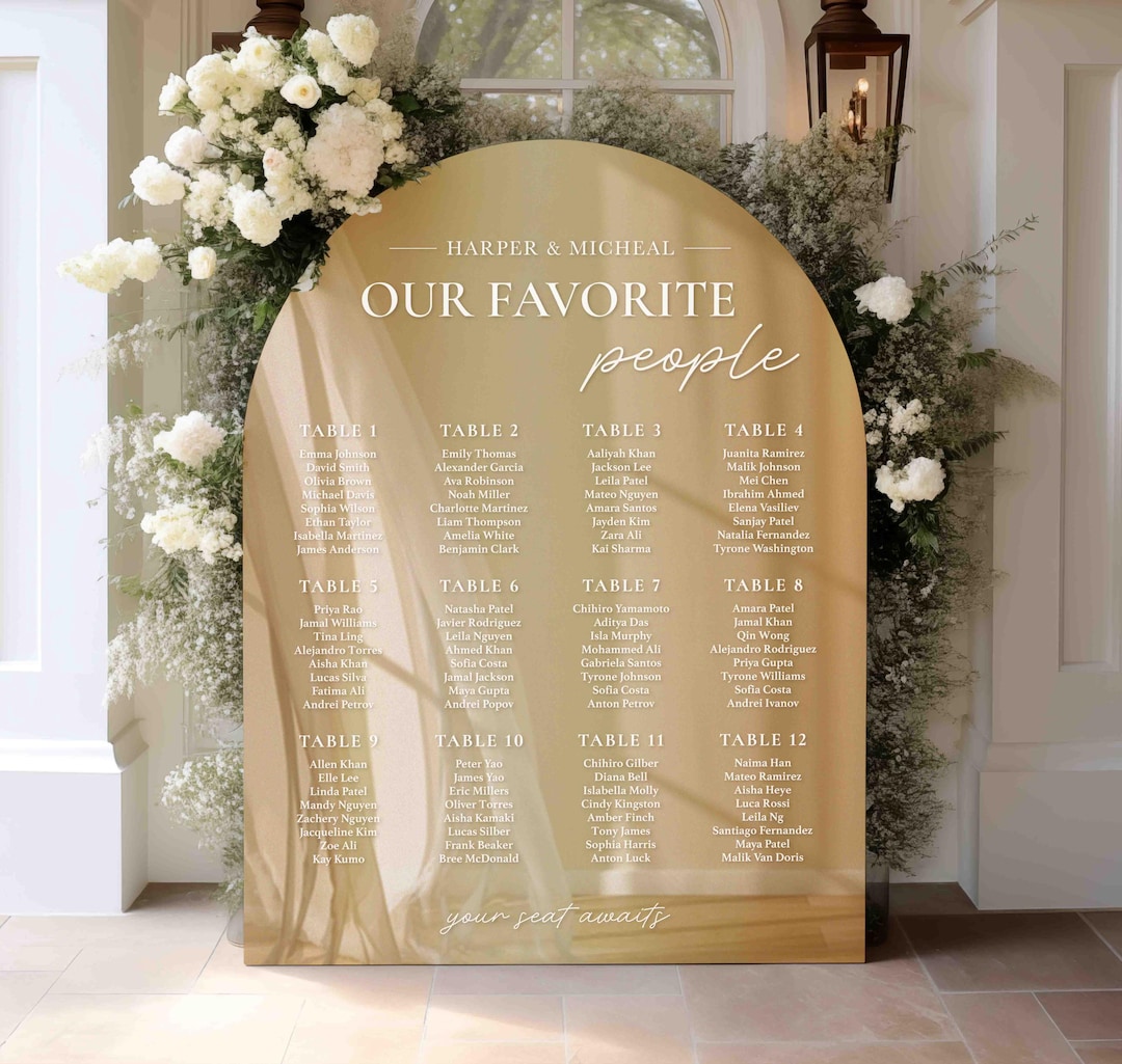 Gold Acrylic Wedding Sign | Gold Table Seating Chart | Gold Custom ...