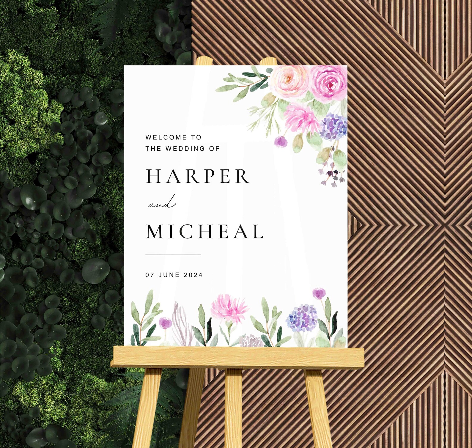 Acrylic Wedding Welcome Sign | Floral Entrance Wedding Sign | Custom ...