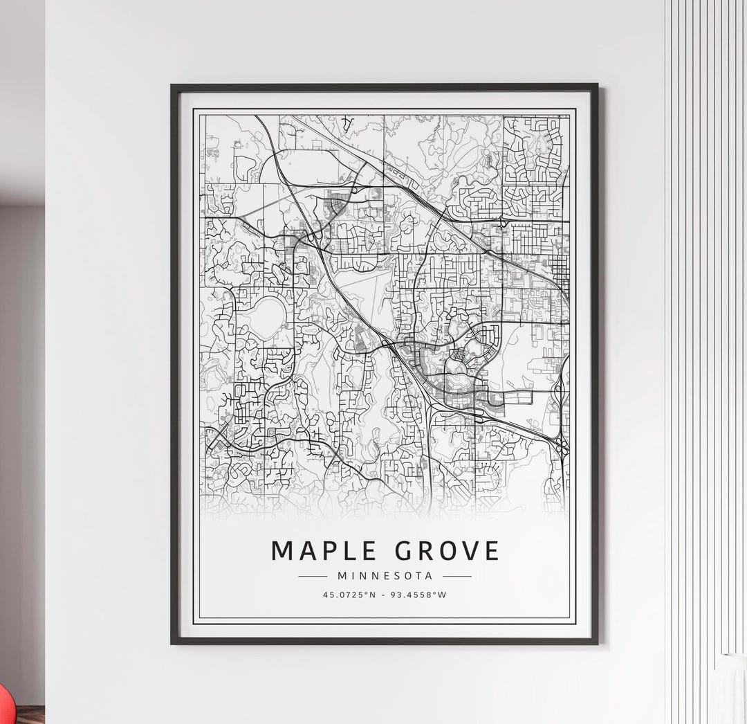 Maple Grove MN Street Map Print | Acrylic Glass Maple Grove City Map ...