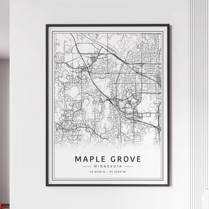 Maple Grove MN Street Map Print | Acrylic Glass Maple Grove City Map ...