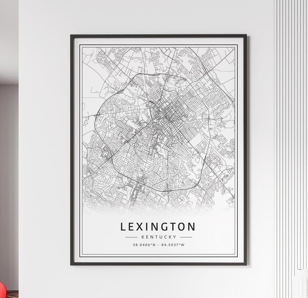 Lexington KY Street Map Print | Acrylic Lexington City Map Print ...