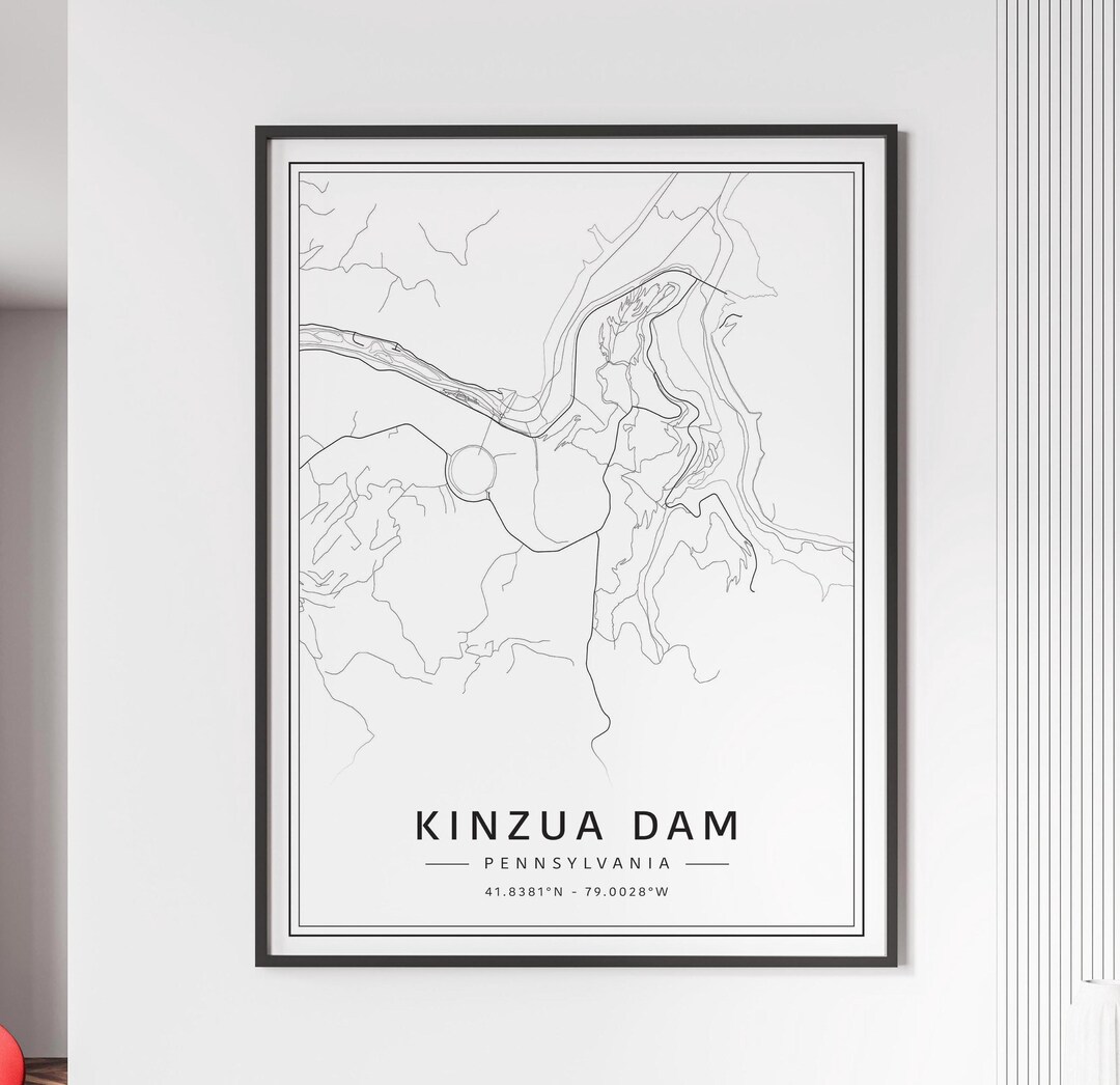 Kinzua Dam PA Street Map Print | Acrylic Glass Kinzua Dam Map Print ...