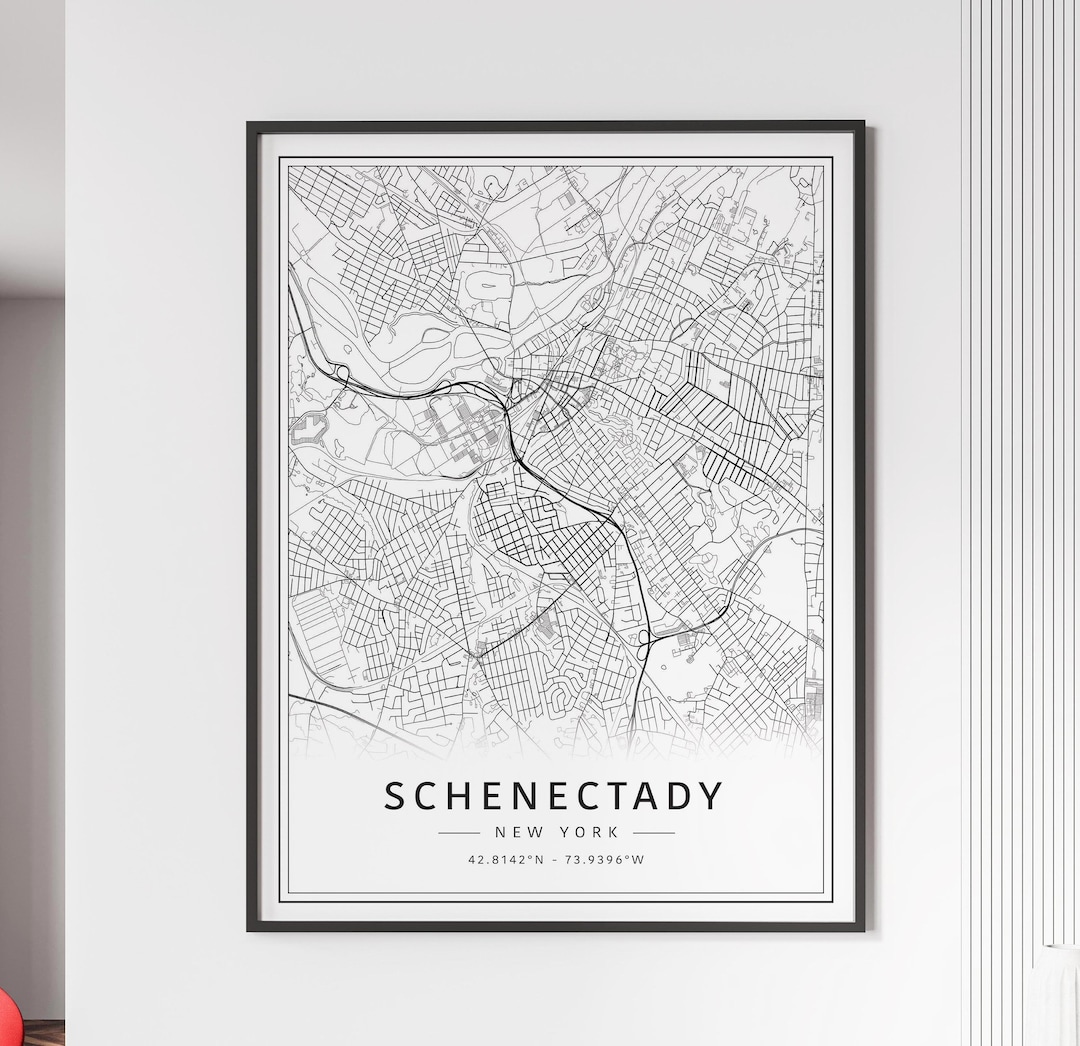 Schenectady NY Street Map Print | Acrylic Glass Schenectady City Map ...