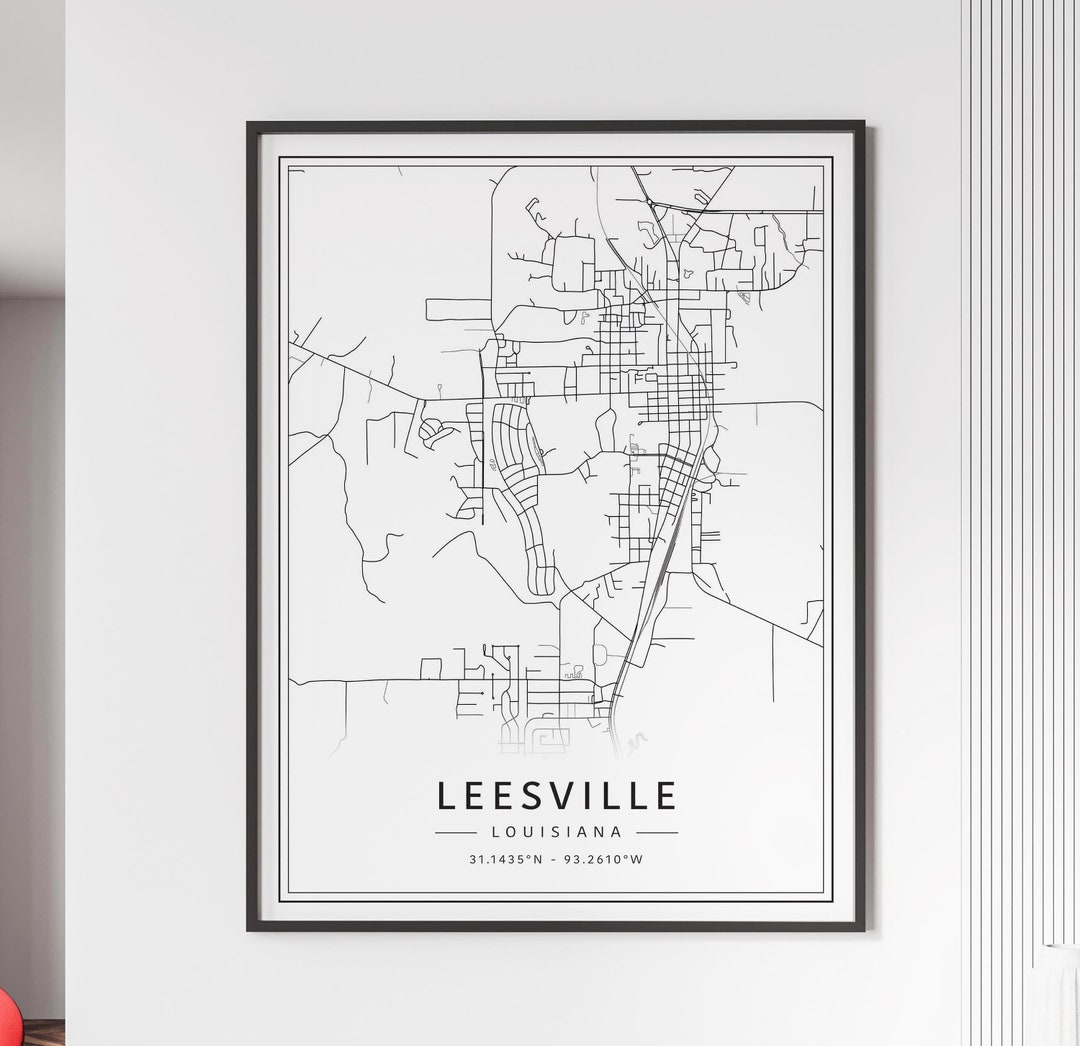 Leesville LA Street Map Print | Acrylic Leesville City Map Print ...