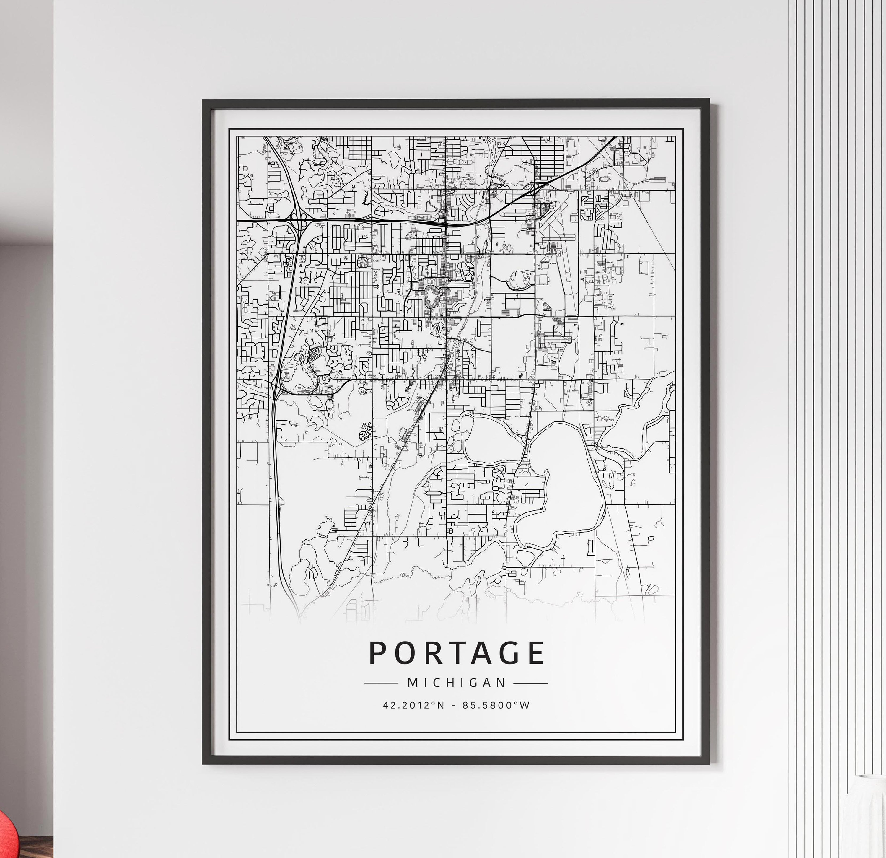 Portage Michigan Street Map Print Acrylic Glass Portage City Map Print ...