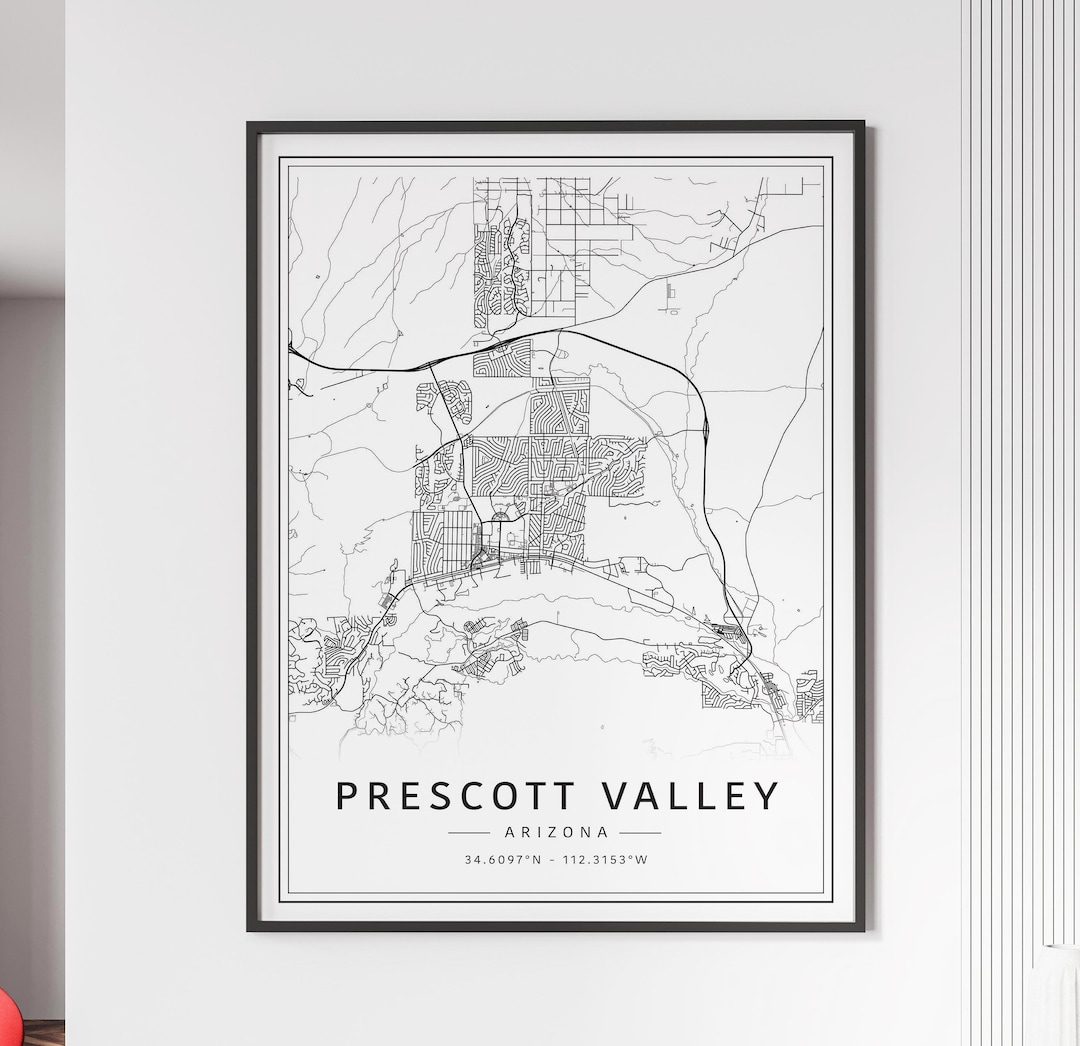 Prescott Valley Arizona Street Map Print | Acrylic Glass Prescott City ...