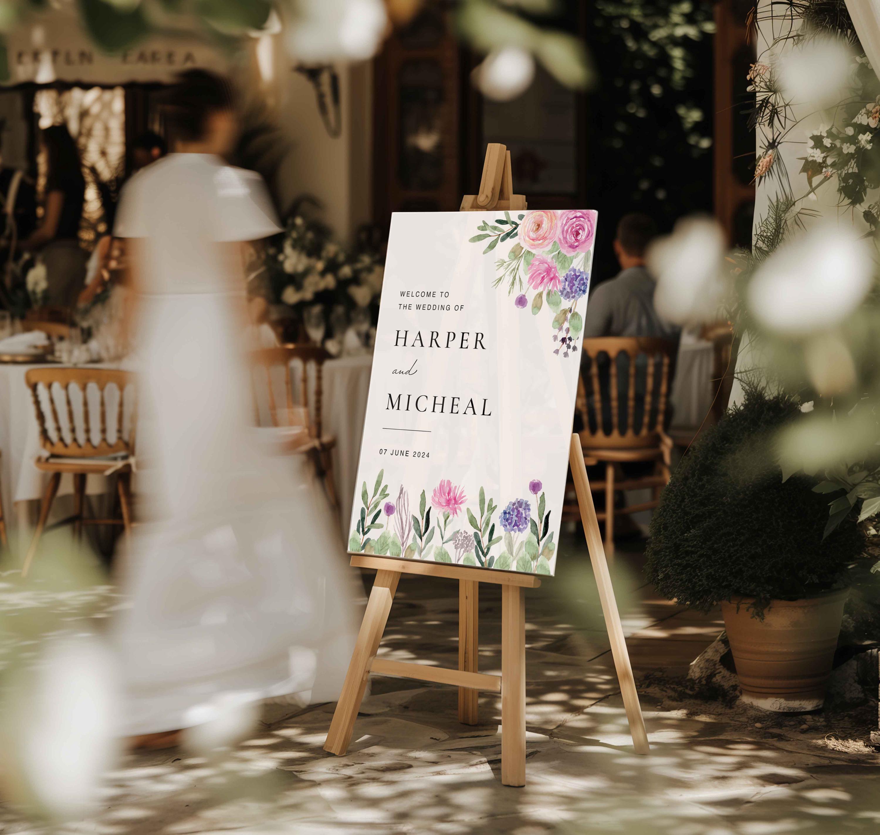 Acrylic Wedding Welcome Sign | Floral Entrance Wedding Sign | Custom ...