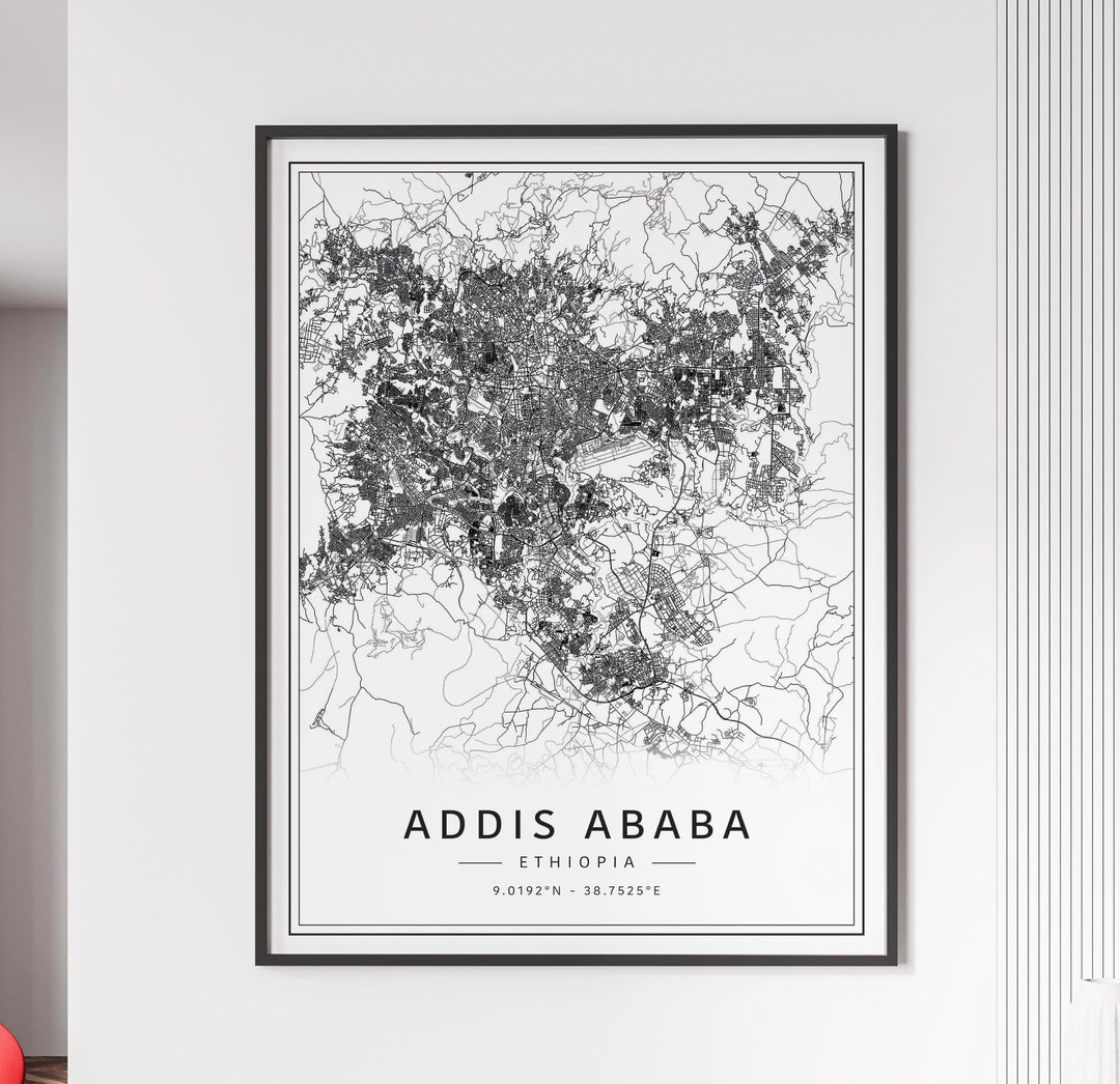 Addis Ababa Street Map Print | Acrylic Glass Addis Ababa City Map Print ...